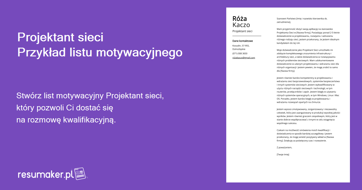 List motywacyjny Projektant sieci: Opis stanowiska, przykład i przewodnik