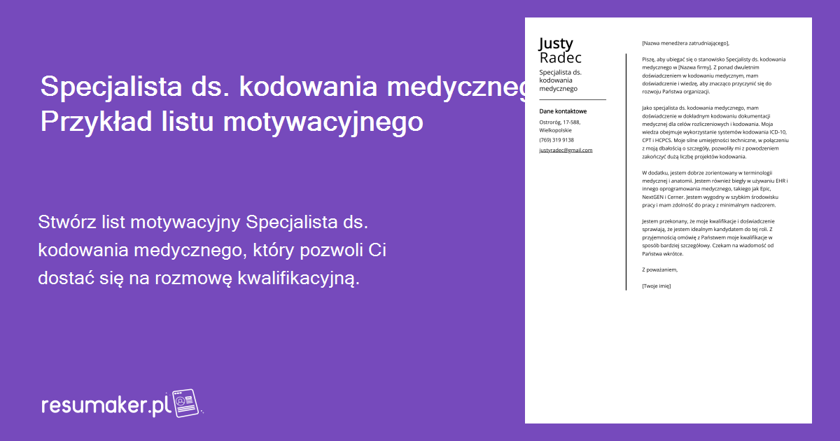 List motywacyjny Specjalista ds. kodowania medycznego: Opis stanowiska ...