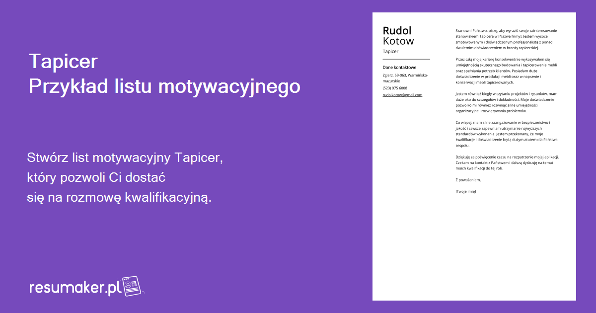 Przykłady listów motywacyjnych i przewodnik Tapicer