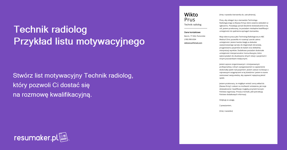 Przykłady listów motywacyjnych Technik radiolog (szablon i ponad 20 ...