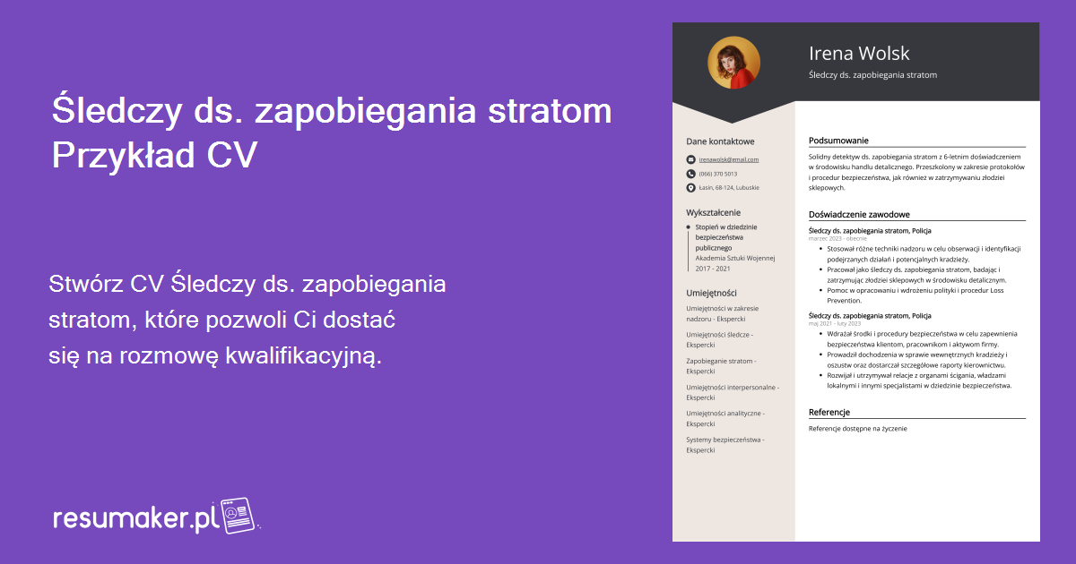 Wznowienie Śledczy ds. zapobiegania stratom: Opis stanowiska, przykład ...