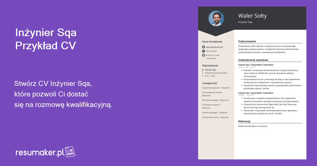 Przykłady CV Inżynier Sqa (szablon i ponad 20 wskazówek)
