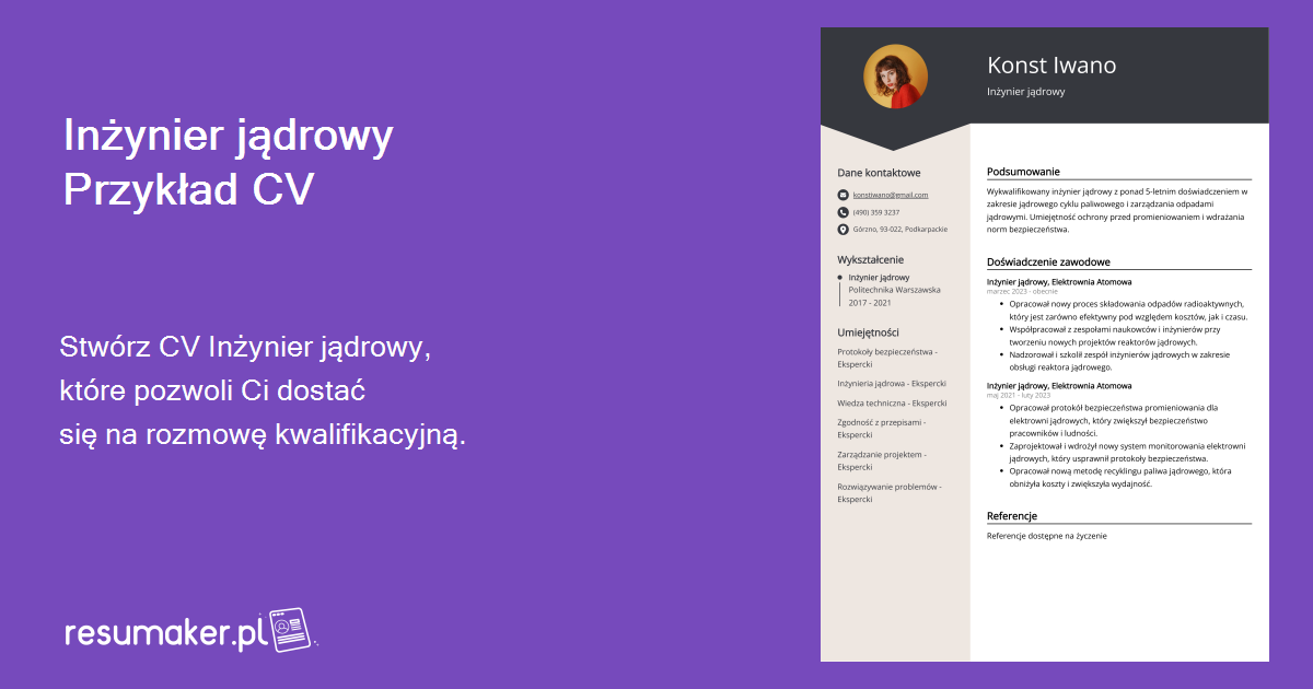 Wznowienie Inżynier jądrowy: Opis stanowiska, przykład i przewodnik