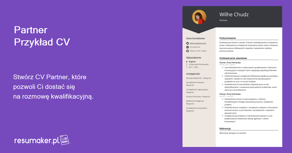 Przykłady CV Partner (szablon i ponad 20 wskazówek)