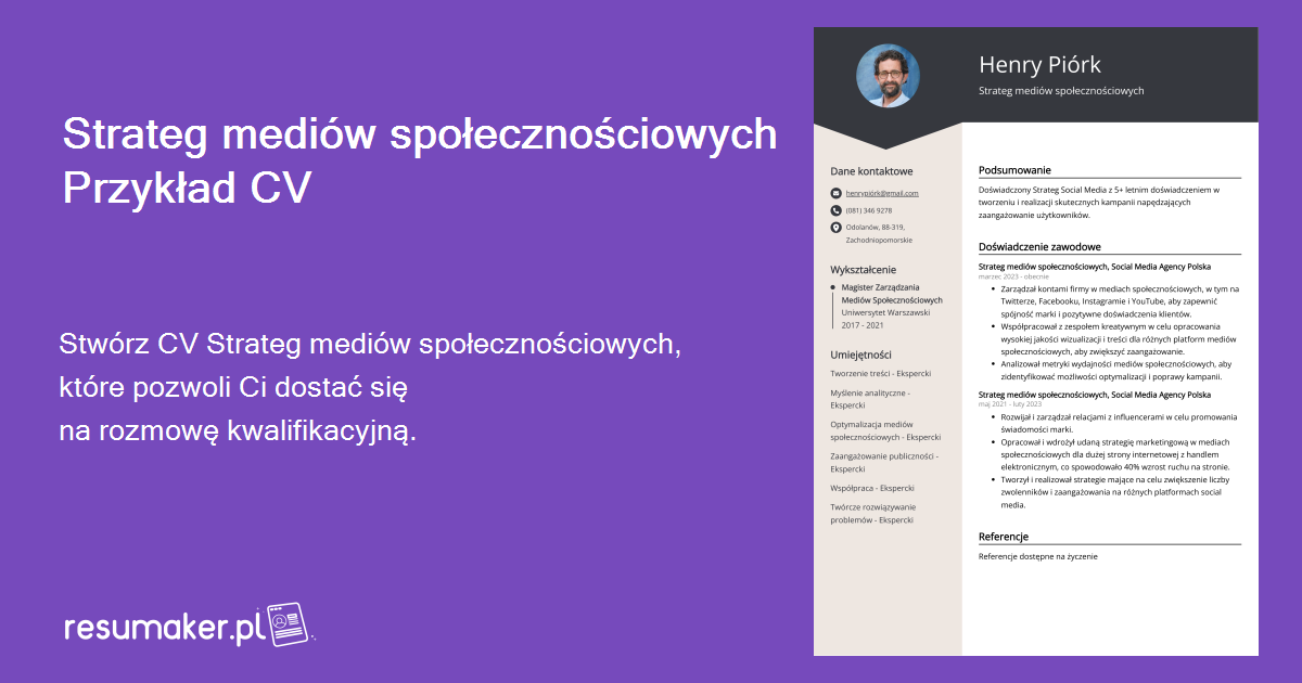 Przykłady CV Strateg mediów społecznościowych (szablon i ponad 20 wskazówek)